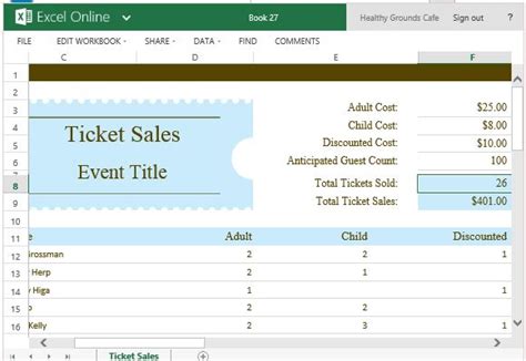 Ticket Sales Tracker Template For Excel