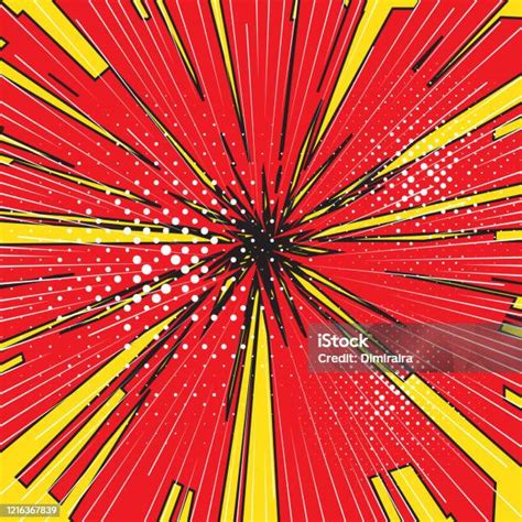 만화와 만화에 대한 효과 모션 라인 하프톤 광선 배경에 효과가 폭발하는 속도 선 벡터 밝은 동적 만화 그림입니다 디자인을 위한 팝아트 스타일 템플릿 가리기에 대한 스톡 벡터