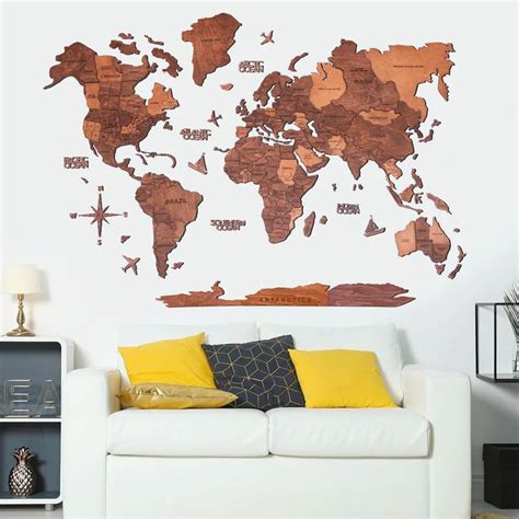 3d Wooden World Map Oak