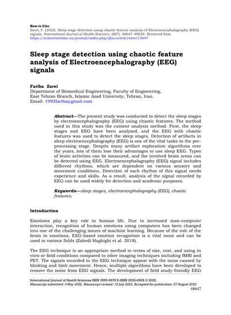 Pdf Sleep Stage Detection Using Chaotic Feature Analysis Of Electroencephalography Eeg Signals