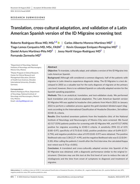 Pdf Translation Cross Cultural Adaptation And Validation Of A Latin American Spanish Version