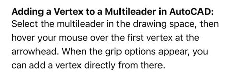 adding a vertex to a multileader in autocad select the multileader in