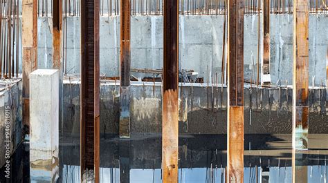 The Process Of Setting Up And Pouring Concrete Into Rebar Reinforced