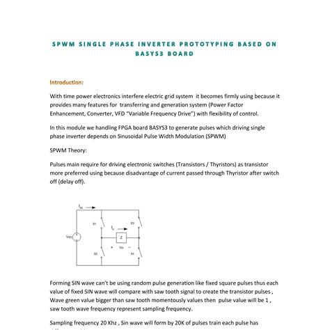 Spwm 1ph Inverter Prototype Design Based On Vhdl Pdf Docdroid