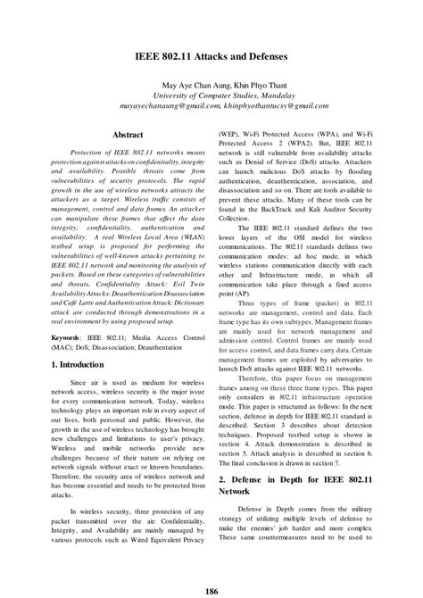 Pdf Ieee 802 11 Attacks And Defenses