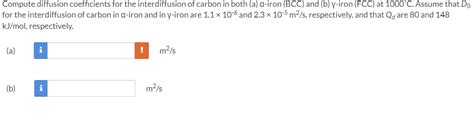 Solved Compute Diffusion Coefficients For The Interdiffusion