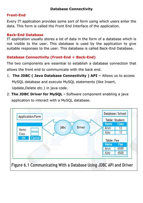 Chapter6 Database Connectivity Pdf Databases Computer Software And Applications
