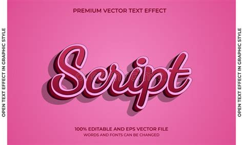 3d Script Text Effect Editable Text Style Stock Vector Illustration