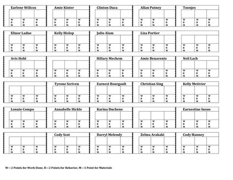 Blank Printable Seating Chart