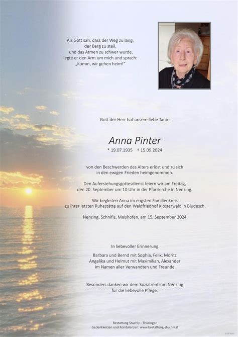 Anna Pinter Bestattung Stuchly