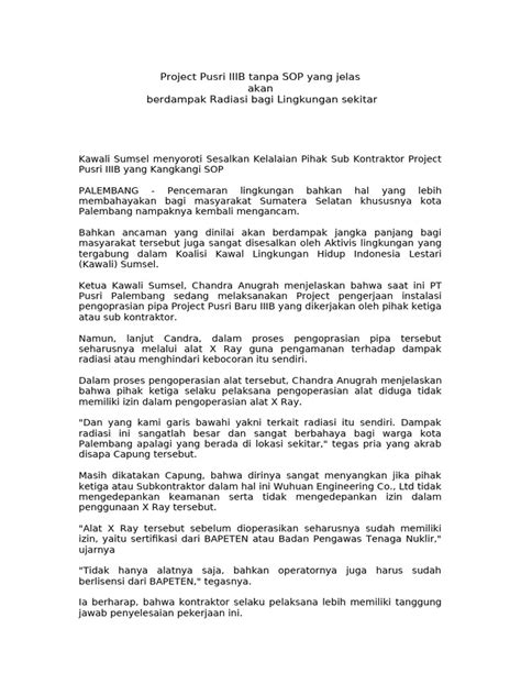 Project Pusri Iiib Tanpa Sop Yang Jelas Pdf