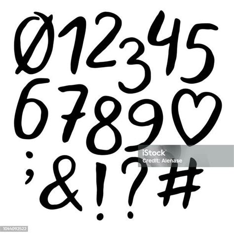 알파벳 현대적인 디자인입니다 핸드 브러시 폰트 글자 스타일입니다 숫자 문장 부호입니다 글꼴 클립 아트 벡터 일러스트 레이 션입니다 핸드 그린입니다 Eps 10 개체 그룹에