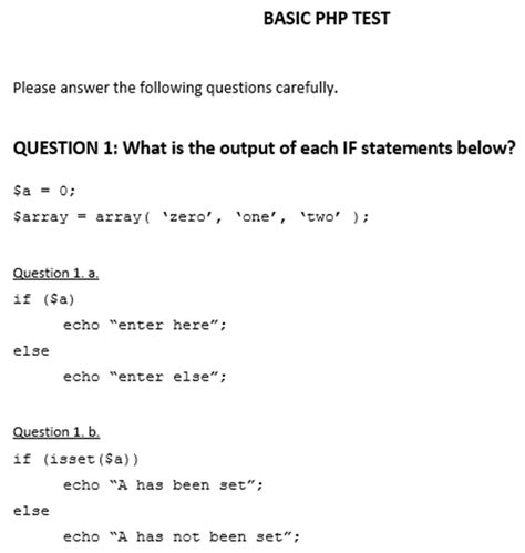 Solved BASIC PHP TEST Please Answer The Following Questions Chegg