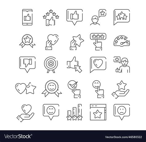 Customer Satisfaction Line Icons Set Royalty Free Vector
