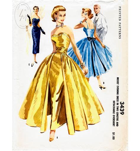 Craft Supplies And Tools Vintage Sewing Pattern 1950s 1960s Evening Ball