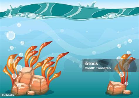 게임 아트를 위한 분리된 레이어가 있는 만화 벡터 수중 배경 0명에 대한 스톡 벡터 아트 및 기타 이미지 0명 2차 도형 경관 Istock