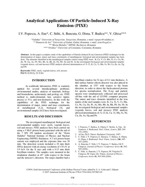 Pdf Analytical Applications Of Particle Induced X Ray Emission Pixe