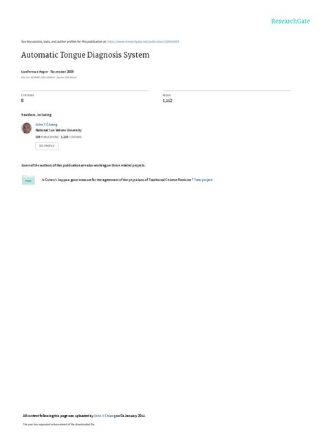 Automatic Tongue Diagnosis System November 2009 Pdf Vision