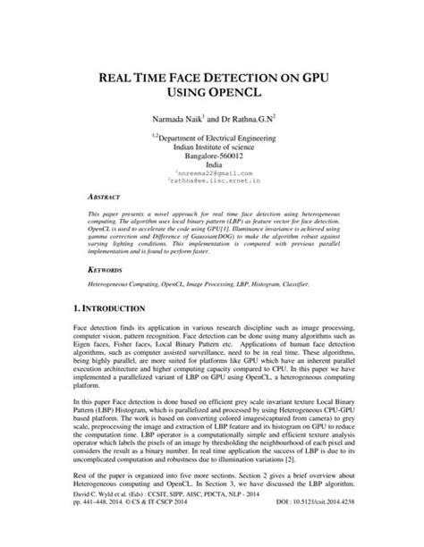 Real Time Face Detection On Gpu Using Opencl Pdf