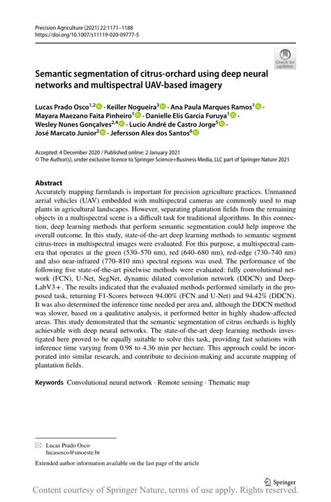 Semantic Segmentation Of Citrus Orchard Using Deep Neural Networks And Multispectral Uav Based