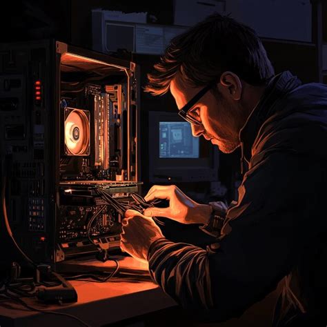 A Technician Troubleshooting A Pc That Wont Start Checking The Psu Connections Premium Ai