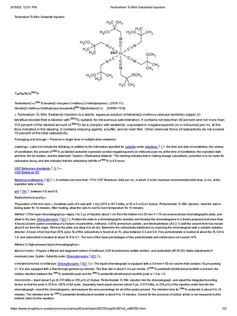 Technetium Tc 99m Sestamibi Injection Pdf Chromatography High