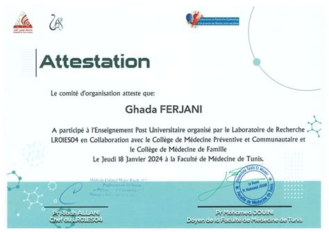 Ghada Ferjani On Linkedin Certificate Of Participation In A Postgraduate Course Organized By The