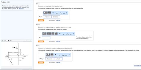 Solved Replace The Force System By An Equivalent Resultant