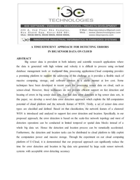 a time efficient approach for detecting errors in big sensor data on cloud pdf