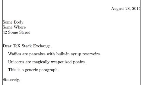 Suppress Indentation On The Opening Line Of A Letter Tex Latex