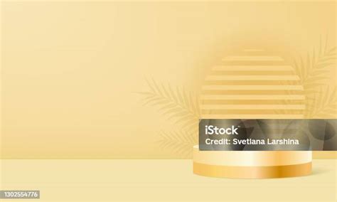 제품 디스플레이는 그림자 잎이 있는 노란색 파스텔 배경에 서 있습니다 프레젠테이션 또는 표시 화장품에 대한 추상적인 최소 장면