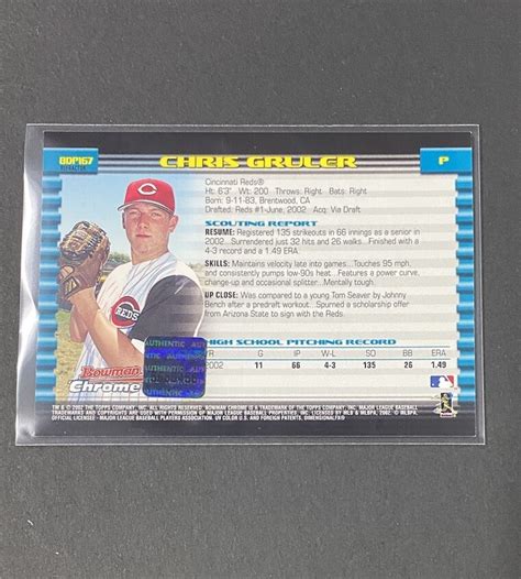 2002 Bowman Chrome Draft Picks And Prospects Refractor Chris Gruler