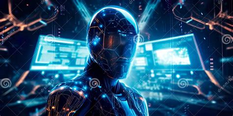 Programmer In A Space Age Suit Symbolizing The Future Of Coding In Space Technology Stock