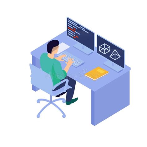 Isometric 3d Programmer Composition Stock Illustration Illustration Of Network Monitor 272059907