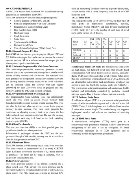 On Chip Peripheral Pdf Input Output Central Processing Unit