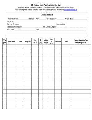 Fillable Online Appalachiantrail SACWMP Invasive Exotic Plant Monitoring Data Sheet
