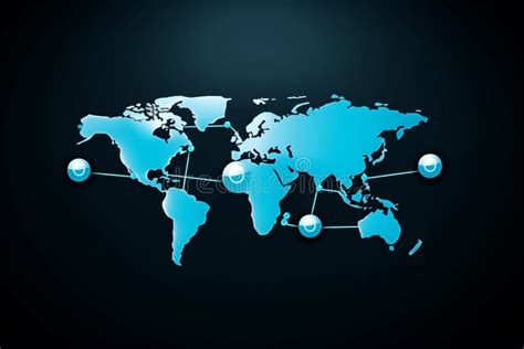World Map With Global Technology Social Connection Network With Lights And Points Stock