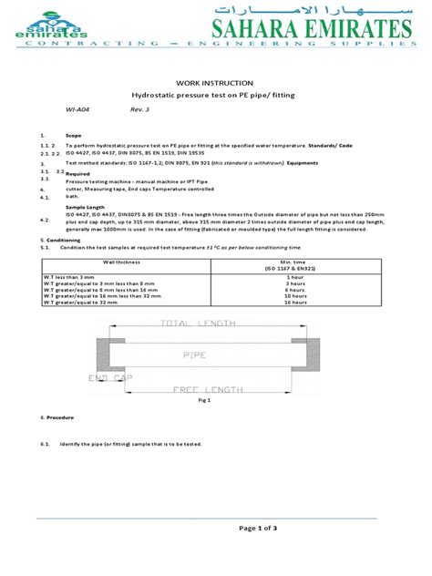 Hydrotest Procedure Pdf Pipe Fluid Conveyance Pressure