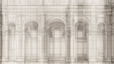 Abstract Architectural Pattern Featuring Minimal Line Drawings Of Famous Buildings With Subtle