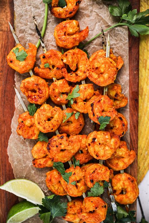 Turmeric Chilli Garlic Grilled Shrimp Skewers Desi~licious Rd