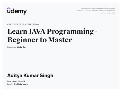 Completed Java Programming Course On Udemy Aditya Kumar Singh Posted