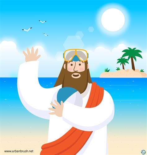 물놀이 예수님 일러스트 Ai 무료다운로드 Free Water Play Jesus Vector 어반브러시