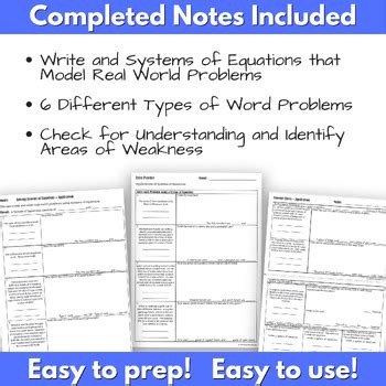 Solving Systems Of Equations Word Problems Bundle 28 Word Problems Activity