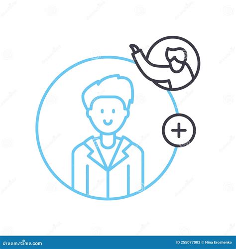 Add A Friend Line Icon Outline Symbol Vector Illustration Concept Sign Stock Vector