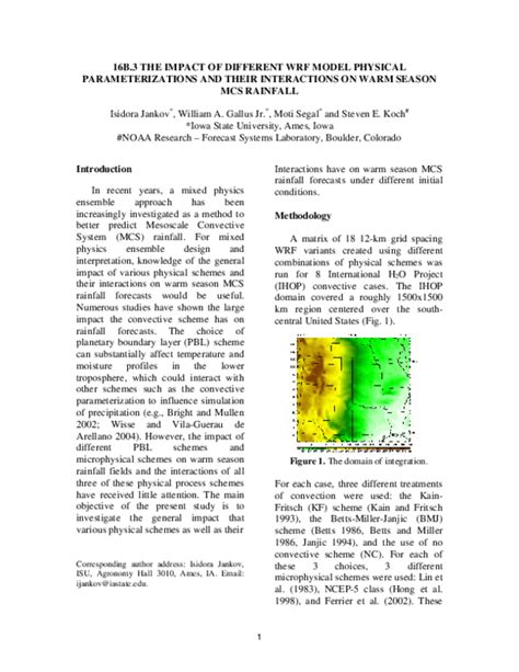 Pdf The Impact Of Different Wrf Model Physical Parameterizations And