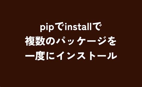 Pipでinstallで複数のパッケージを一度にインストールする2つの方法 データ分析