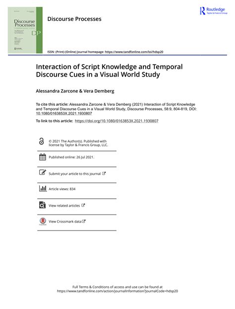 Pdf Interaction Of Script Knowledge And Temporal Discourse Cues In A