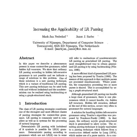 Increasing The Applicability Of Lr Parsing Acl Anthology