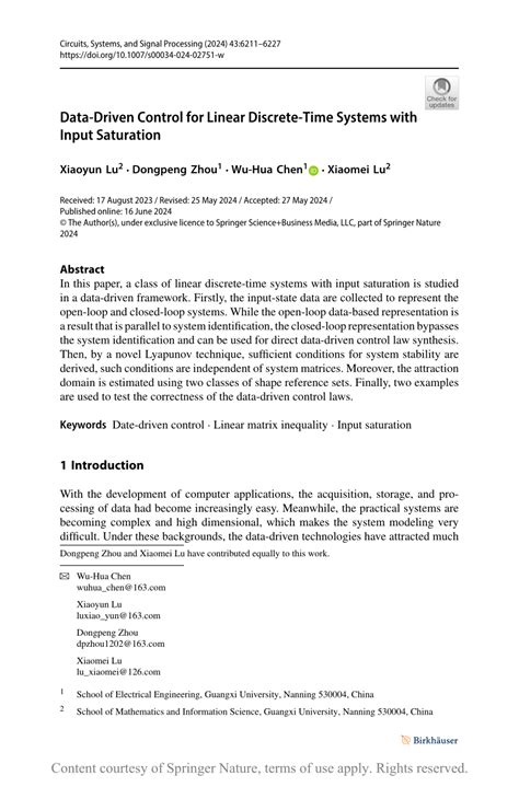 data driven control for linear discrete time systems with input