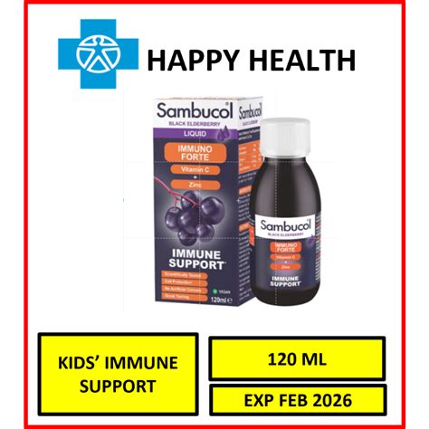 Sambucol Immuno Forte 120ml 3y Uk Version Immune Support Vitamin C Zinc Black